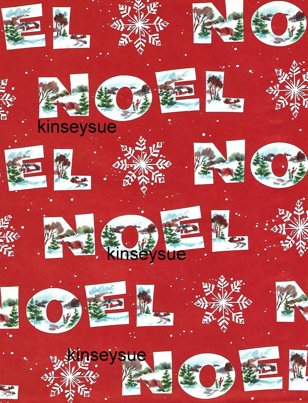 Vintage Christmas Wrapping Paper by Norcross A NEW NOEL on Red One Flat ...