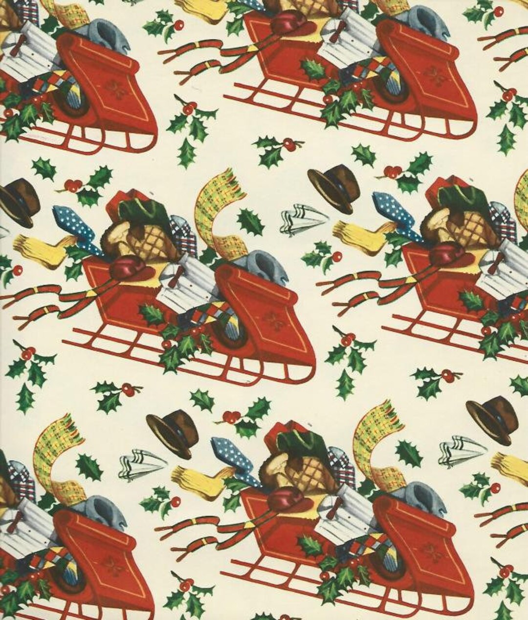 Vintage Christmas Wrapping Paper Gift Wrap Christmas for Him Hat Scarf ...