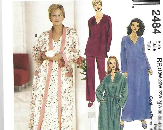Mccall's 2484 1990 Women's Robe Gown Top Pants Bust 40 - 46 UNCUT ...