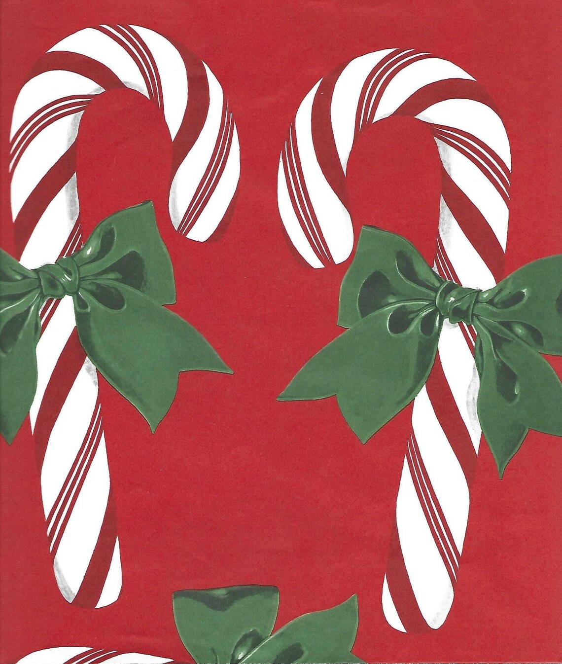 Christmas Wrapping Paper Candy Canes on Red by Gordon Fraser Ca. 1990s ...