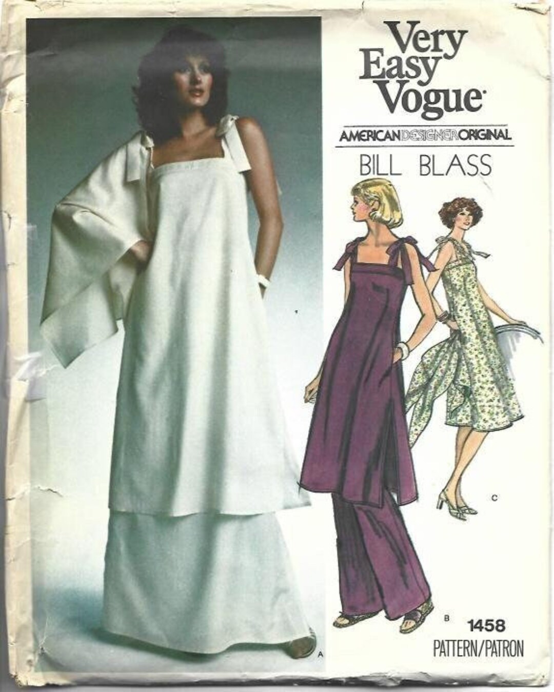 Vogue 1458 1970s Simple & Elegant Evening Dress or Tunic/skirt/pants ...