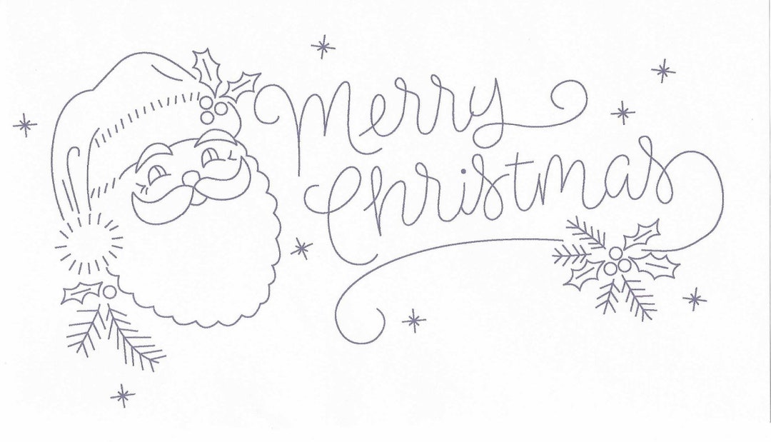 Merry Christmas With Santa Claus Christmas Embroidery Transfer Pattern ...