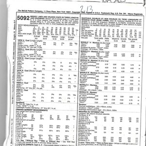 1990s Misses' Coats in Three Lengths Mccall's 5092 Uncut FF Size Large ...
