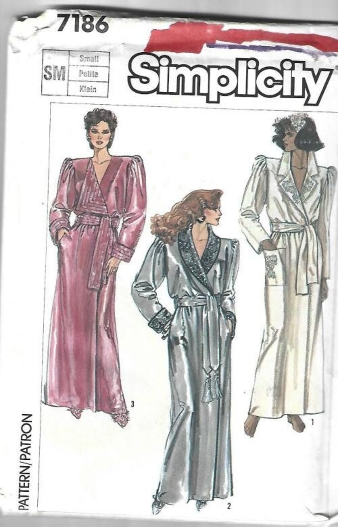 Simplicity 7186 UNCUT FF 1980s Misses' Robe Wrap Style Evening Length V ...