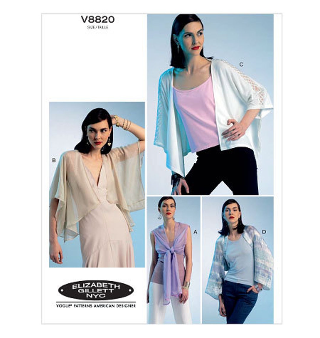 Vogue 8820 Elizabeth Gillett Jacket Pattern OOP Easy to Sew Day Evening Uncut FF Size XS-S-M ...