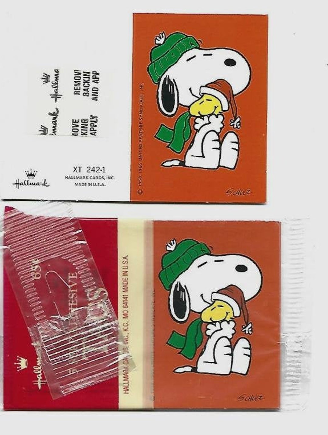 Christmas Gift Tags Snoopy & Woodstock Hallmark Four Self Adhesive Tags ...