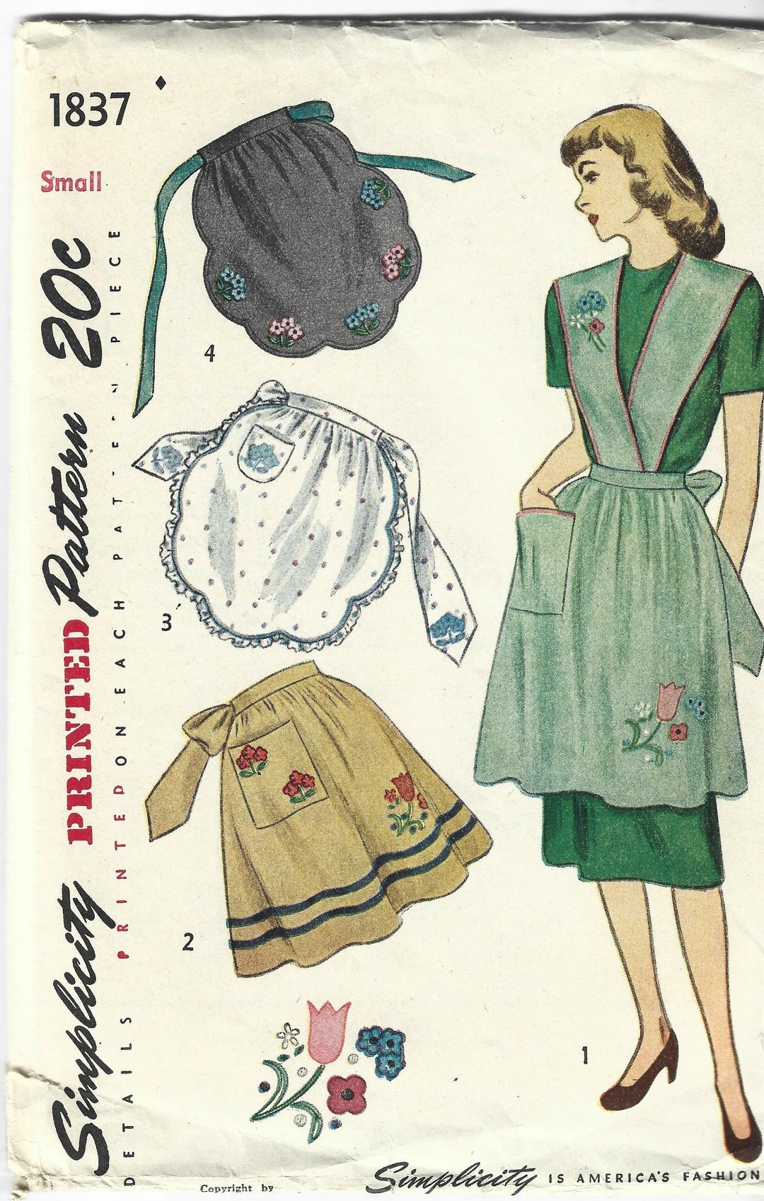 1940s Aprons 4 Styles Half Aprons or With Criss Cross Straps Cut ...