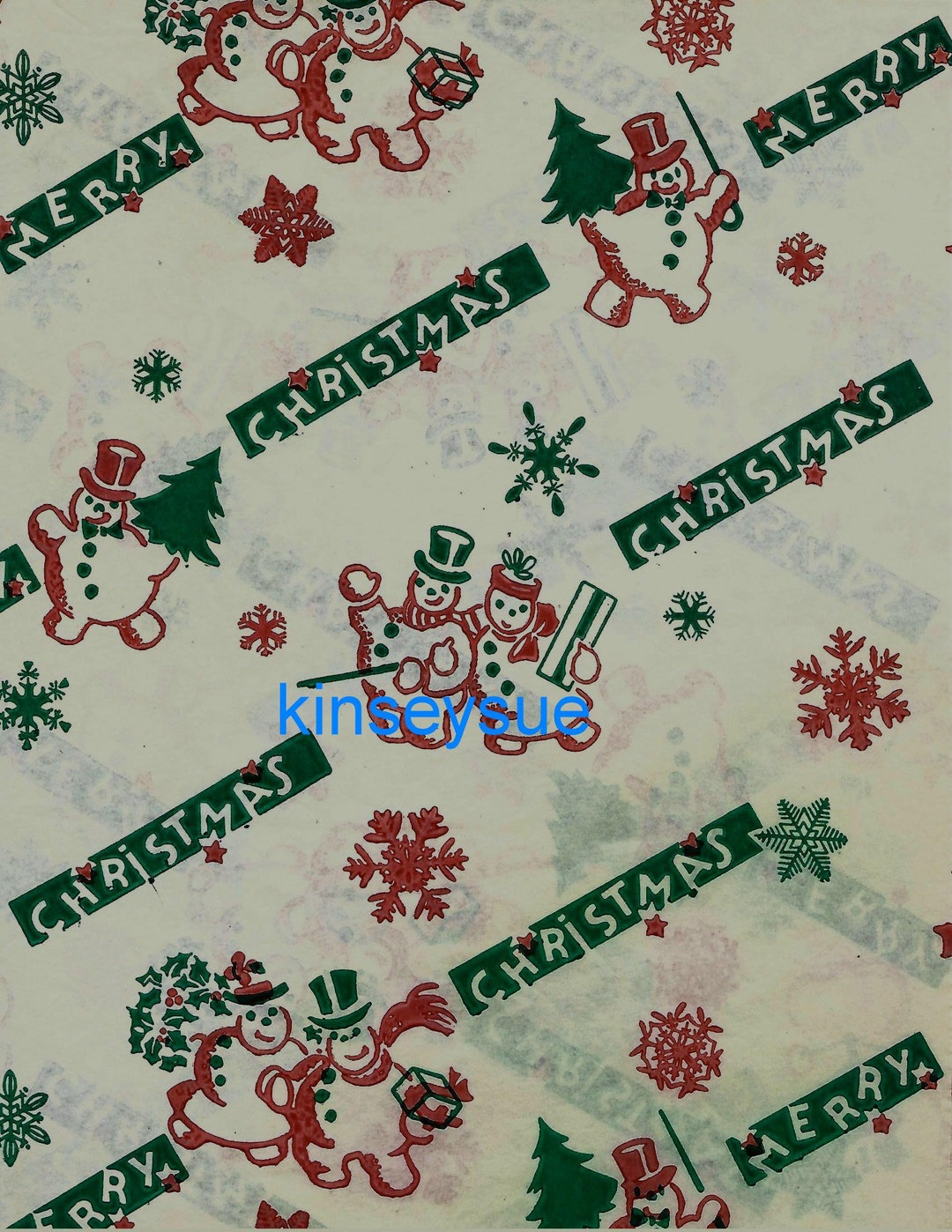 Vintage 1940s Lithographed Christmas Wrapping Paper/tissue Paper Snow ...