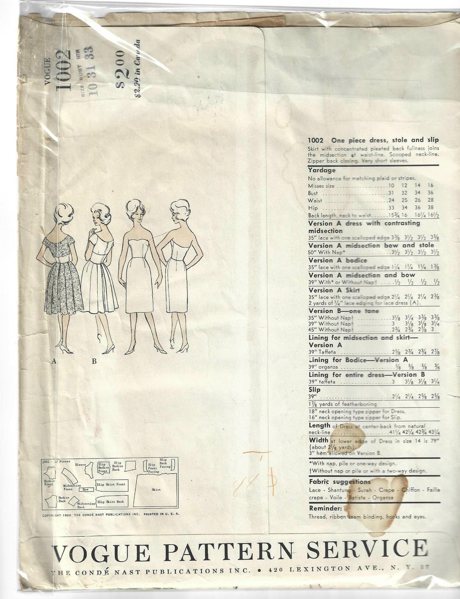 1960s Evening Cocktail Dress Slip Stole Pattern Scoop Neck - Etsy