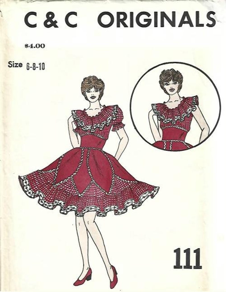 1970s Square Dance Dress Sewing Pattern Circle Skirt C & C - Etsy
