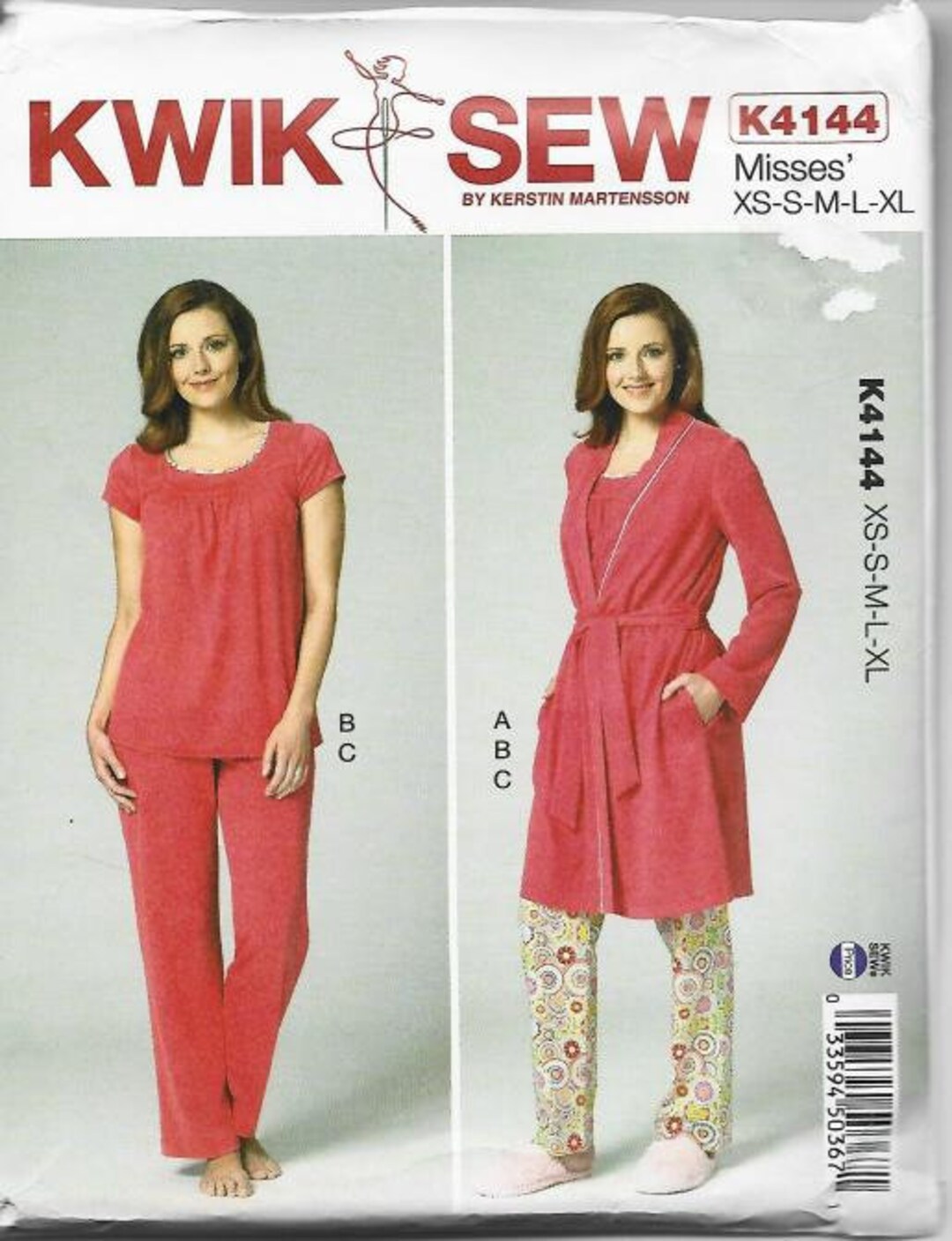 Kwik Sew 4144 Misses' Long Sleeve Robe Top & Pants Uncut FF Bust 31.5 ...