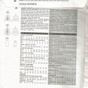 VOGUE 2790 Couture Misses Skirt Suit Front Ruched Jacket Slim Skirt or ...