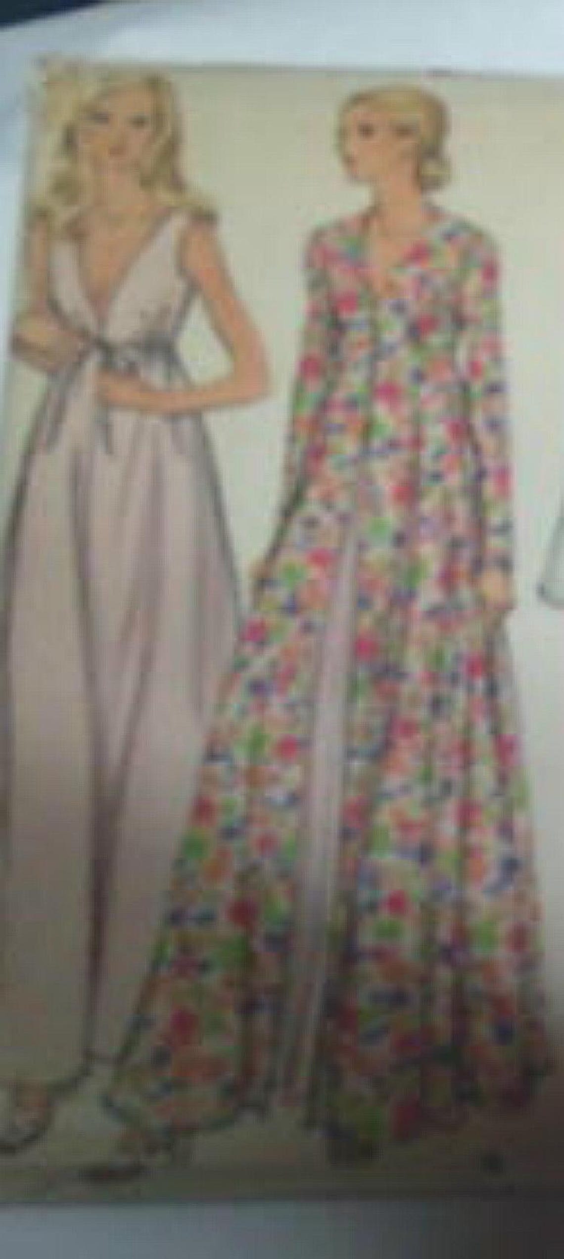Vogue 8171 1970s Nightgowns and Robes Length Variations V Neckline ...