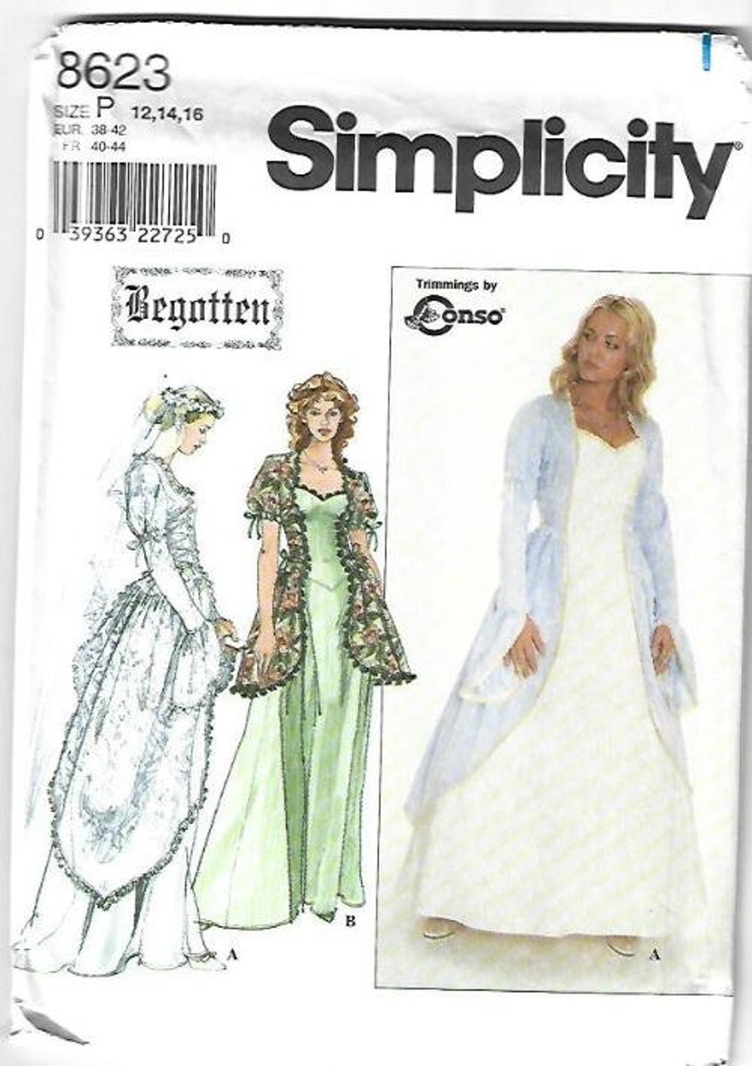 1990s Begotten Gown Evening Wedding Dress or Costume Simplicity 8623 ...