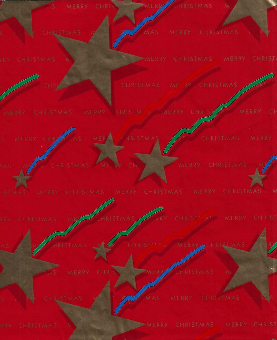 Vintage 1980s Christmas Wrapping Paper Hallmark Shooting Stars MERRY ...