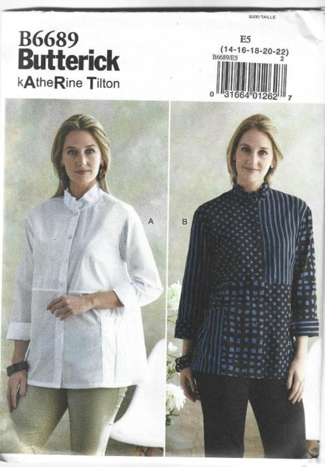 Plus Size Women's Shirts Standing Pleated Collar Katherine Tilton ...