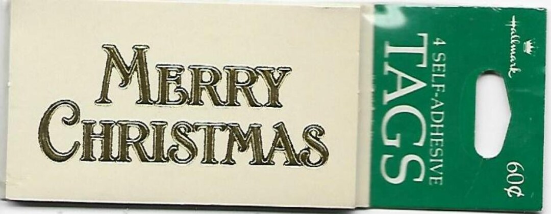 Vintage Christmas Hallmark Gift Tags Sealed Package Self Adhesive Four ...