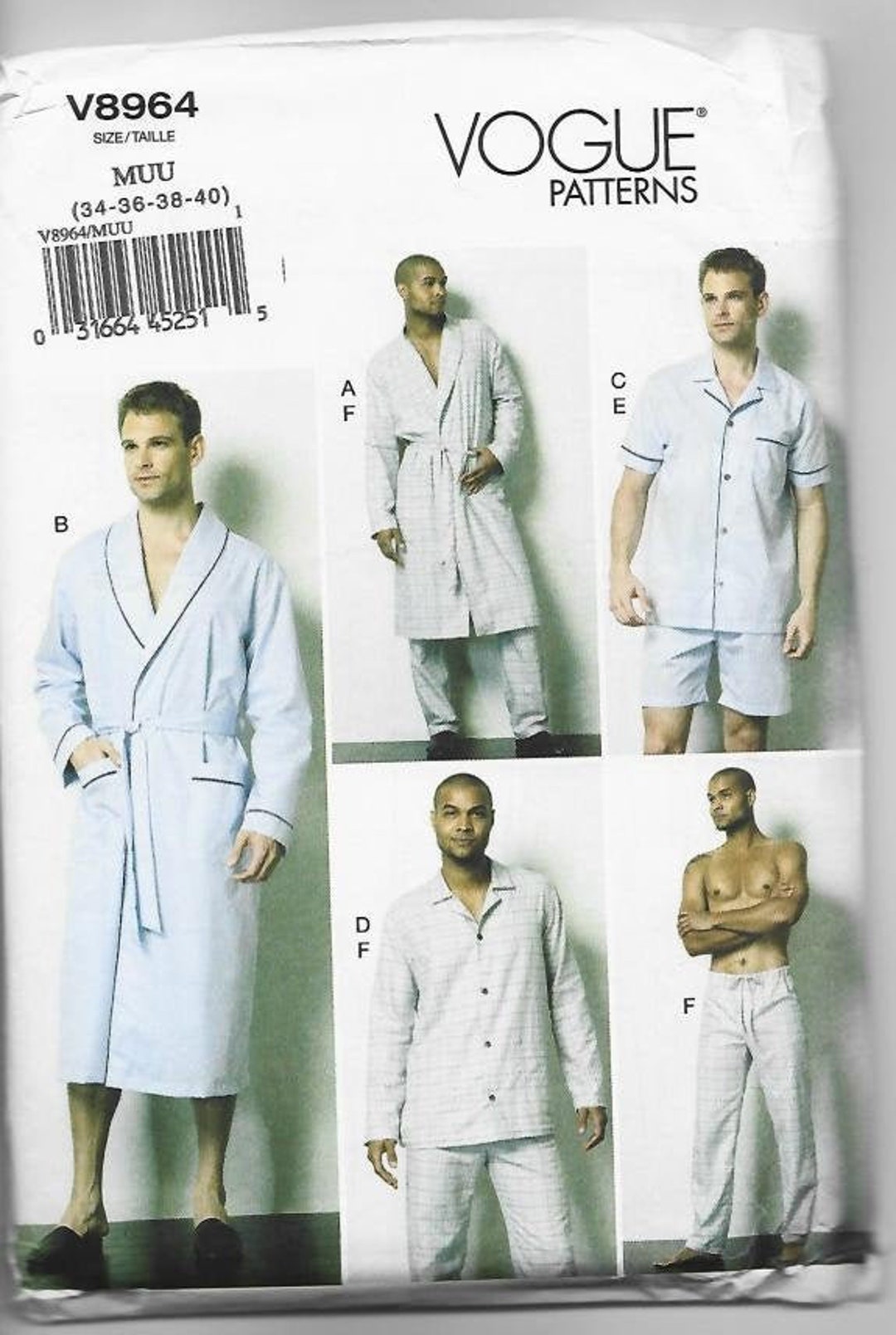 Men's Robe & Pajamas With Sleeve and Pants Lengths Variations Easy to ...