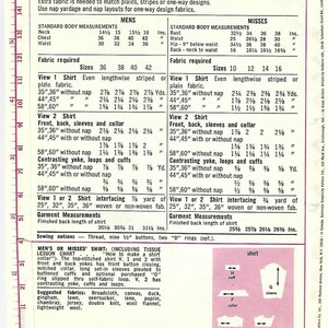 1970s Men's Shirt Western Shirt Front & Back Yokes Simplicity 5806 ...