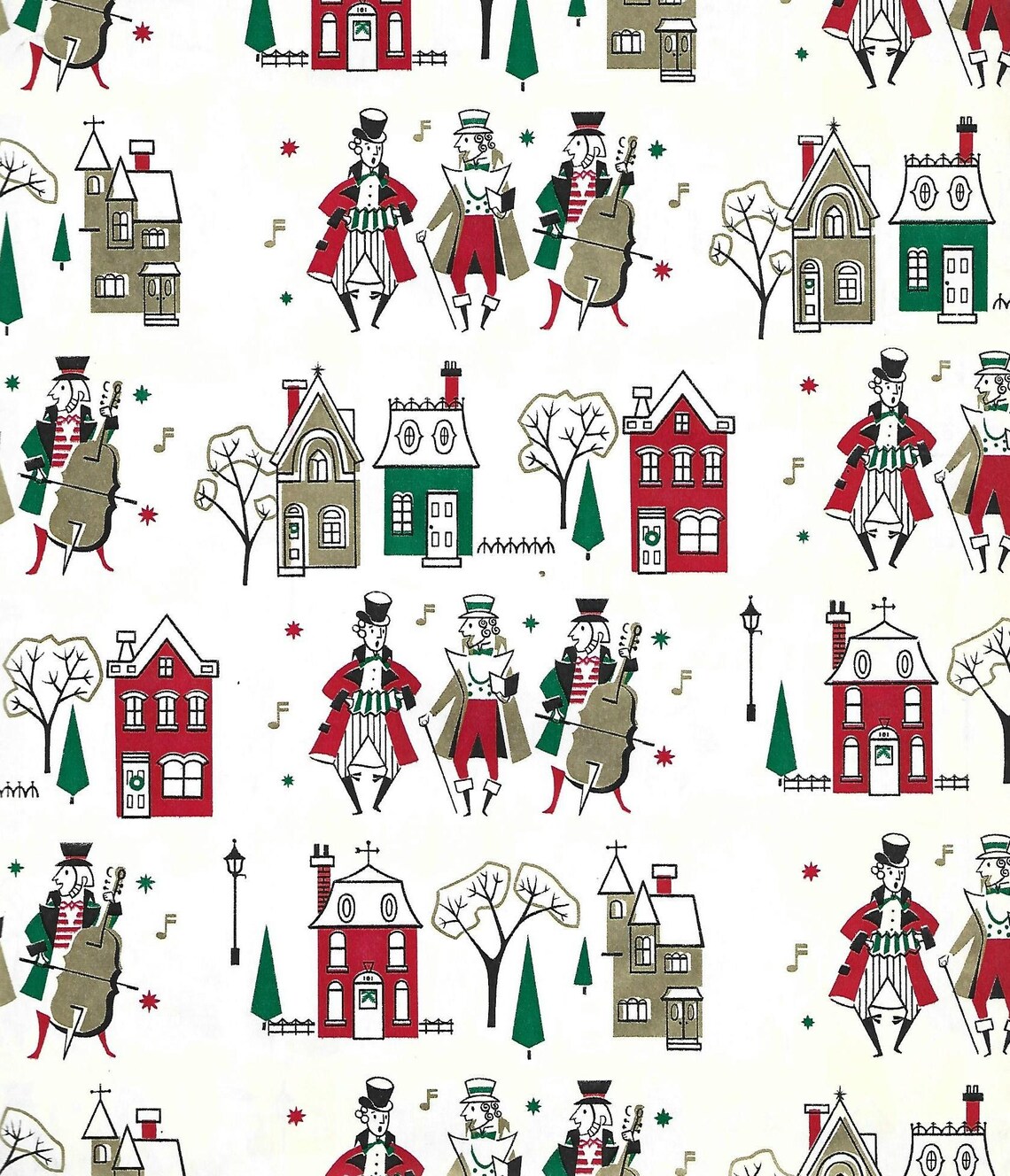 Vintage Christmas Wrapping Paper Christmas Caroling Men by St. Clair Ca ...