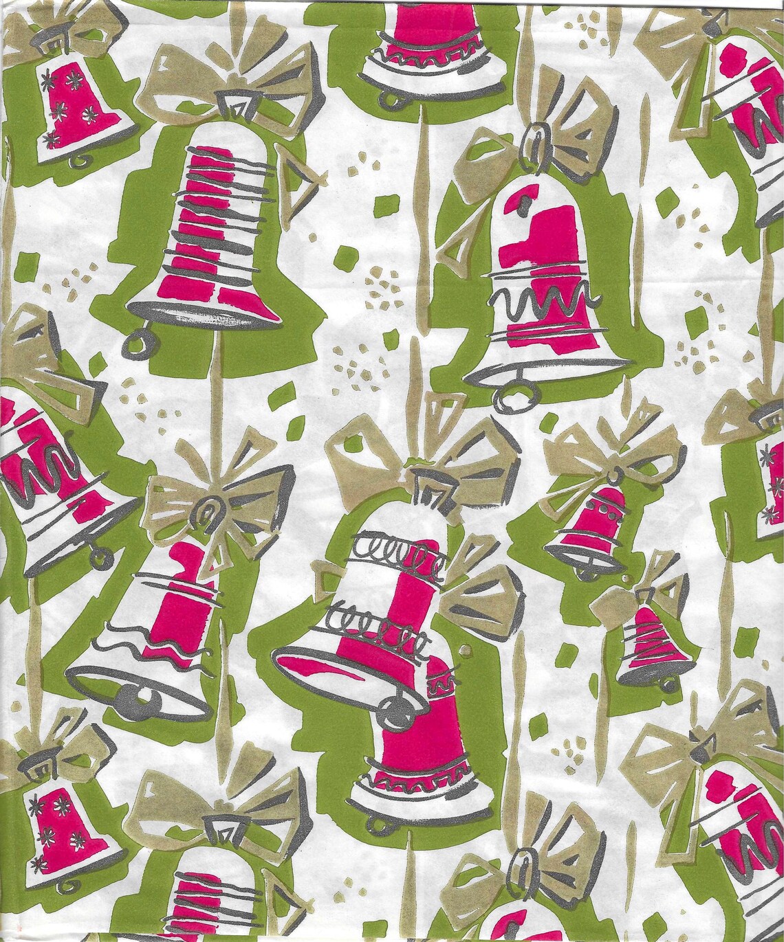 1950s Vintage Christmas Tissue Paper/wrapping Paper Christmas Bells ...