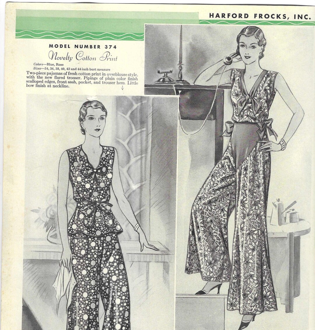 Chic 1930s Beach Pajamas Poster by Harford Frocks - Retro Women's ...