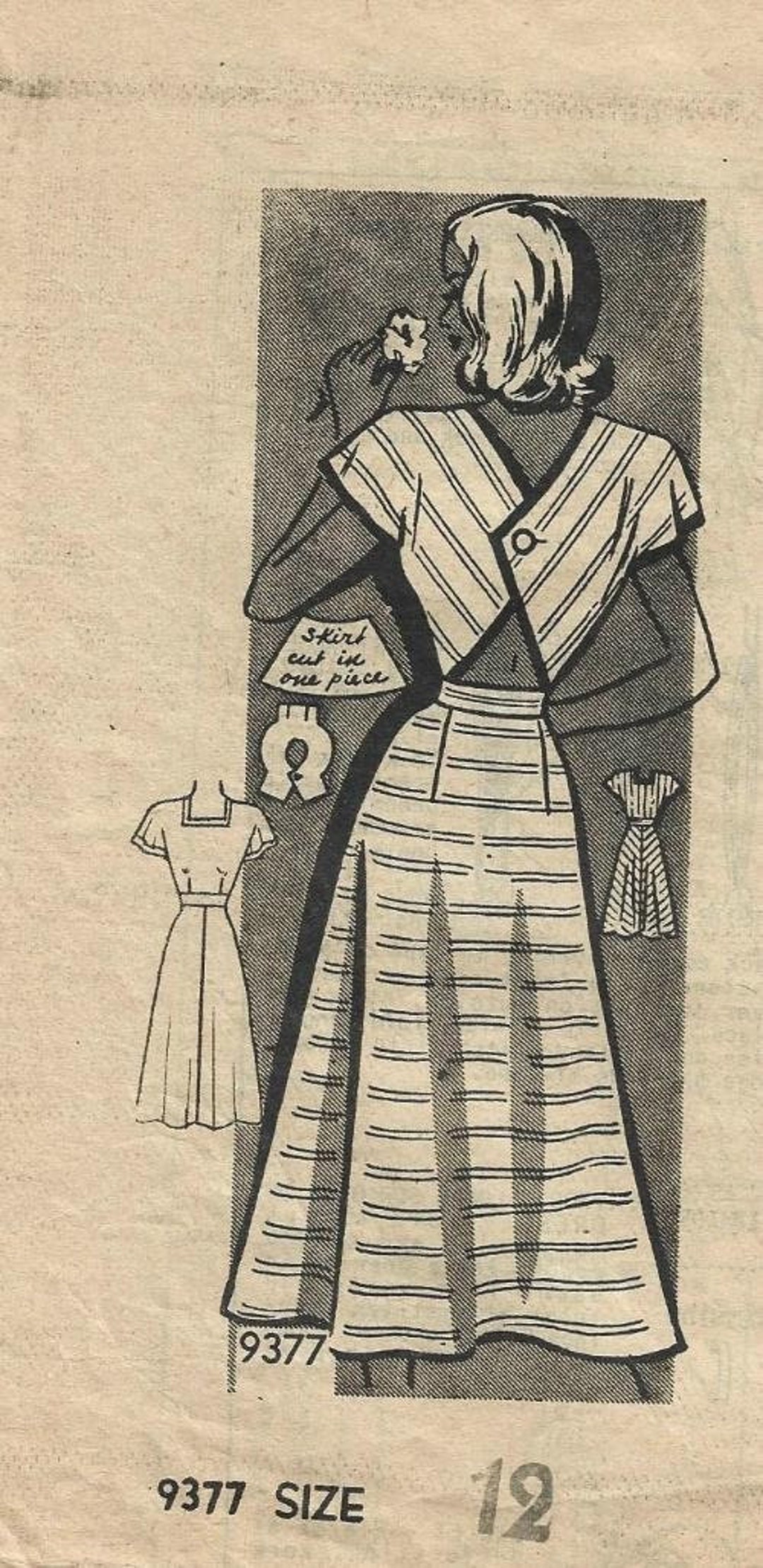 1940 V Back Sundress Square Neckline Cap Sleeves Marian Martin 9377 ...