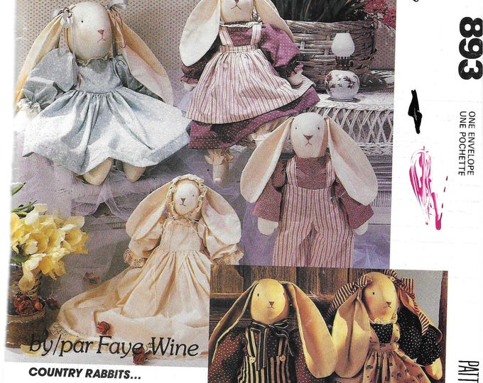 1980s Stuffed Bunny Country Rabbits 3 Sizes Clothes Partially Cut ...