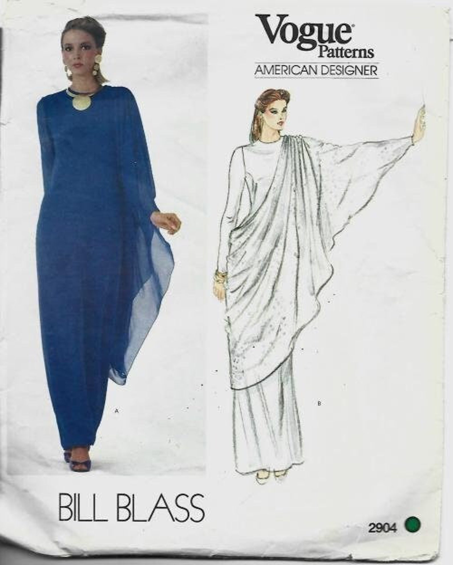 1980s Evening Dress Long Sleeves Attached Toga Vogue Designer - Etsy