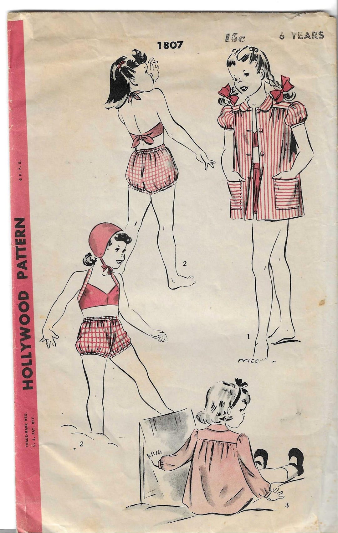 Hollywood 1807 1940s Girl's Smock and Two-piece Playsuit (bloomers/bra ...