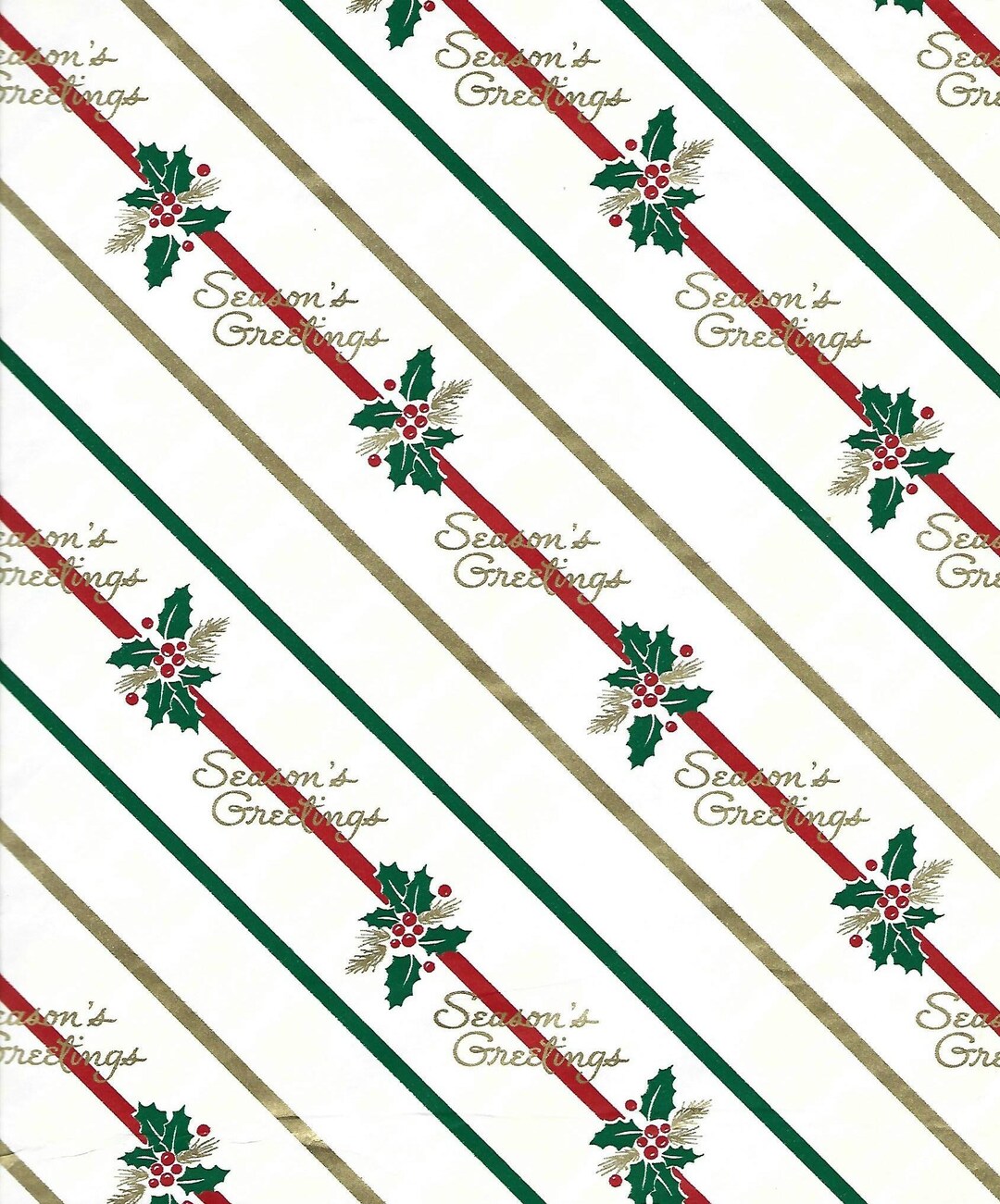 Vintage 1940s Christmas Wrapping Paper/tissue Paper Season's Greetings ...