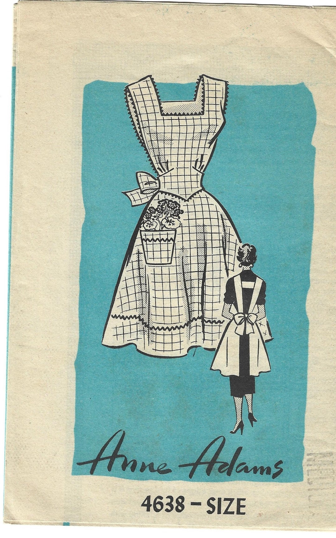 1950s Full Length Apron Shaped Midriff Square Neckline Anne Adams 4638 ...