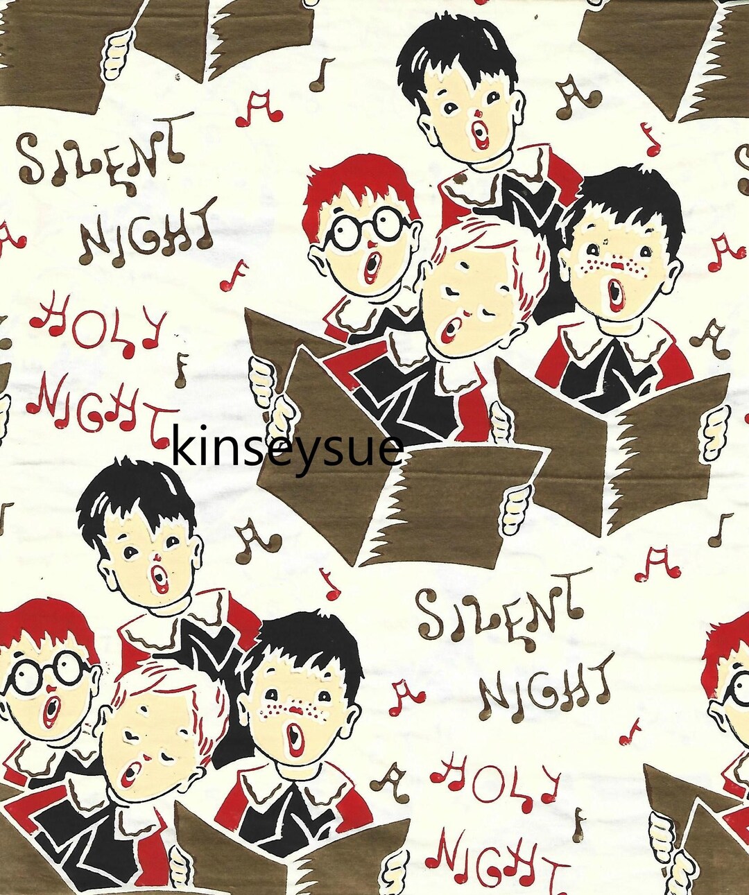 1940s Vintage Christmas Wrapping Tissue/paper Boys Singing Silent Night ...
