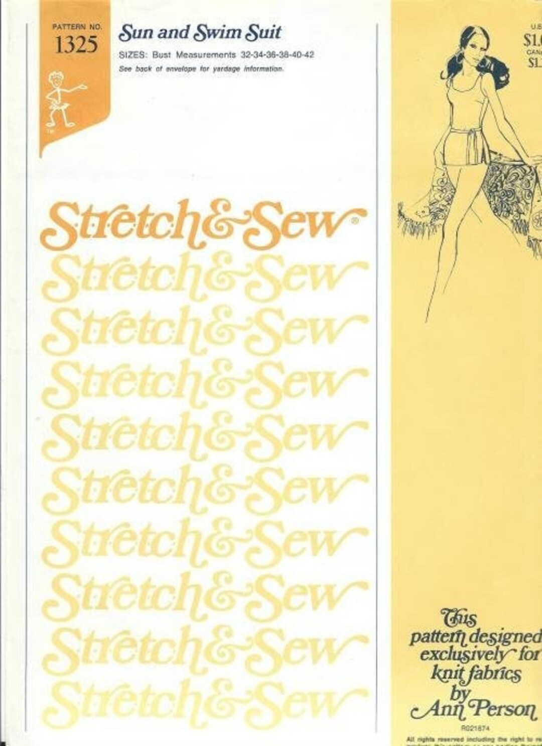 1970s Modest Skirted Two Piece Swimsuit Bathing Suit Stretch & Sew 1325 ...