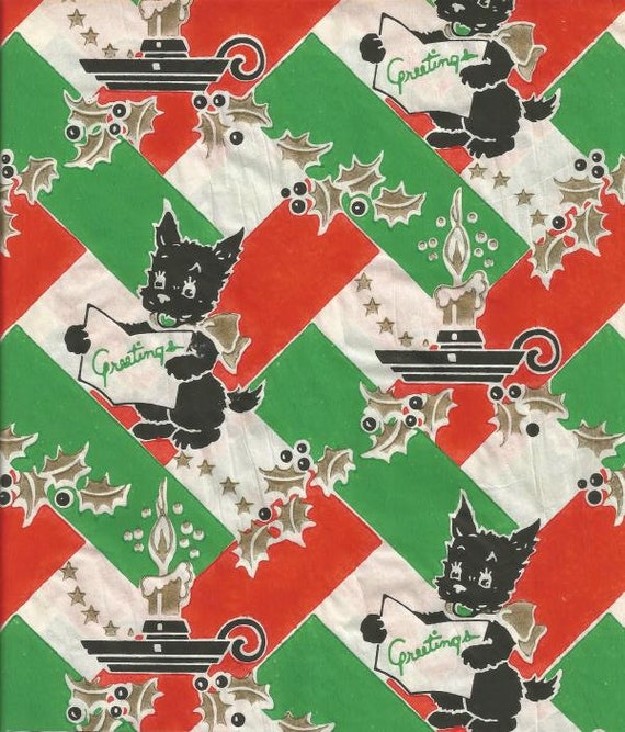 Vintage Christmas Gift Wrap/tissue Paper Scotty Dog Scotties - Etsy