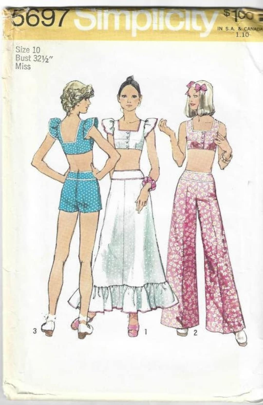 Simplicity 5697 UNCUT FF 1970s Misses' Backless Midriff Top, Shorts ...