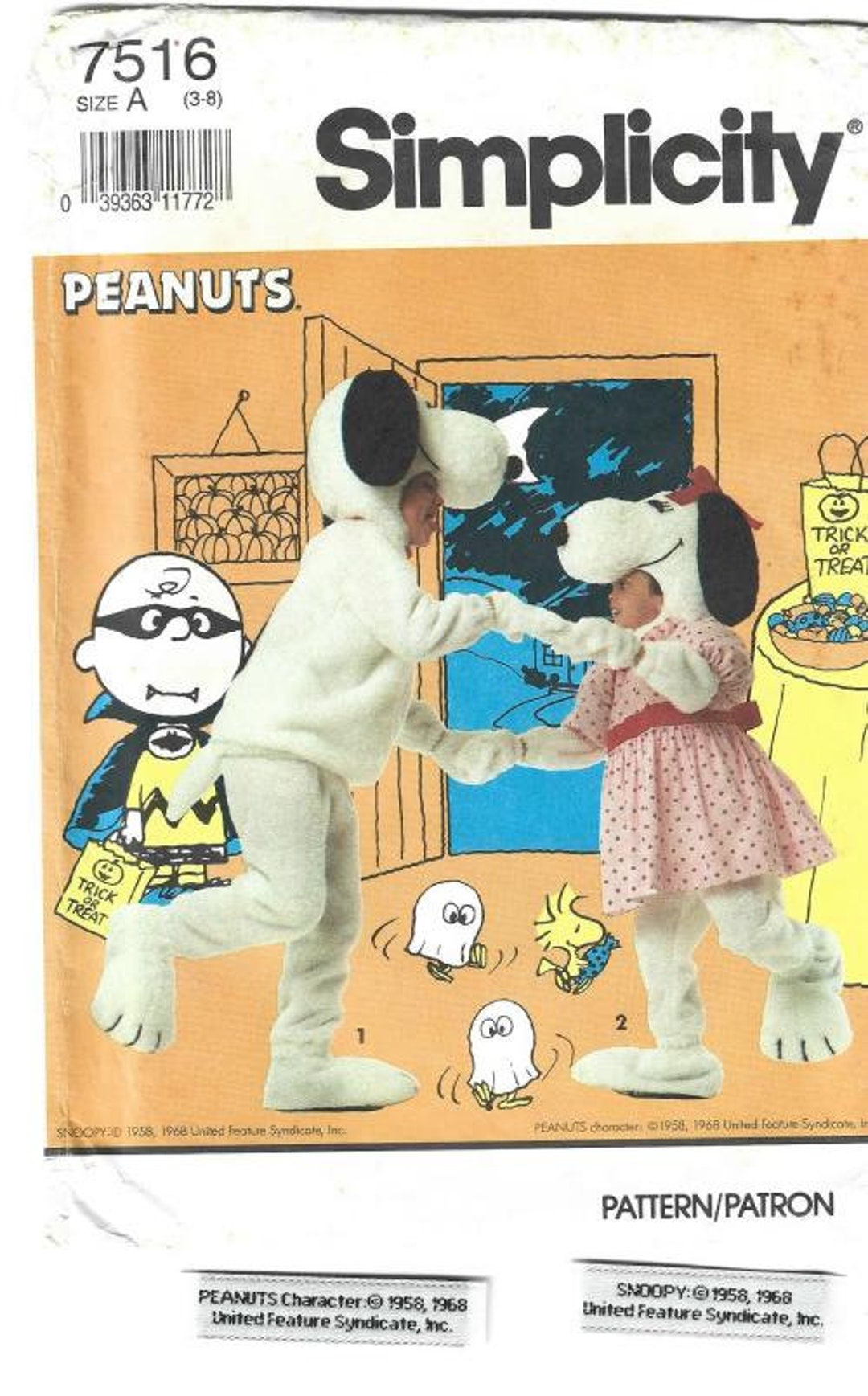 1990s Snoopy & Bella Children's Costumes With 2 Labels Peanuts Gang ...