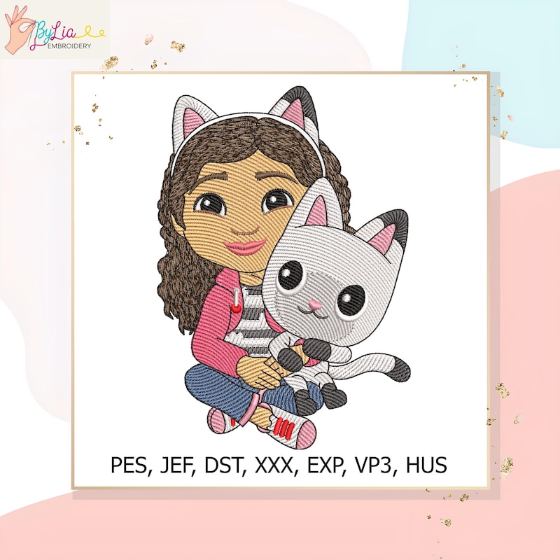 Cute Cat Design Embroidery - Etsy UK