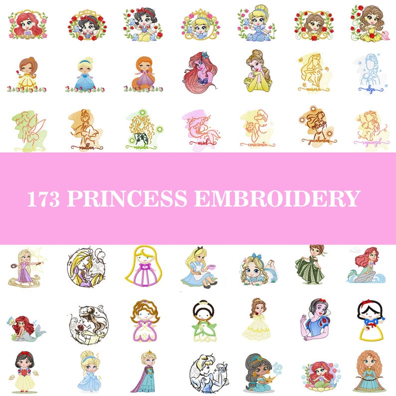 173 Princess Embroidery Designs Bundle – Fairy Tale Machine Embroidery ...