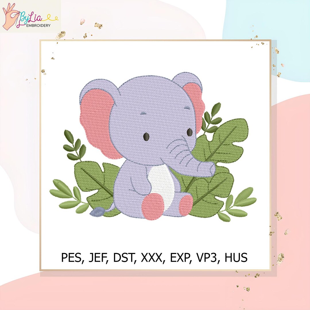 Cute Baby Elephant Embroidery Design | Nursery Animal Machine ...