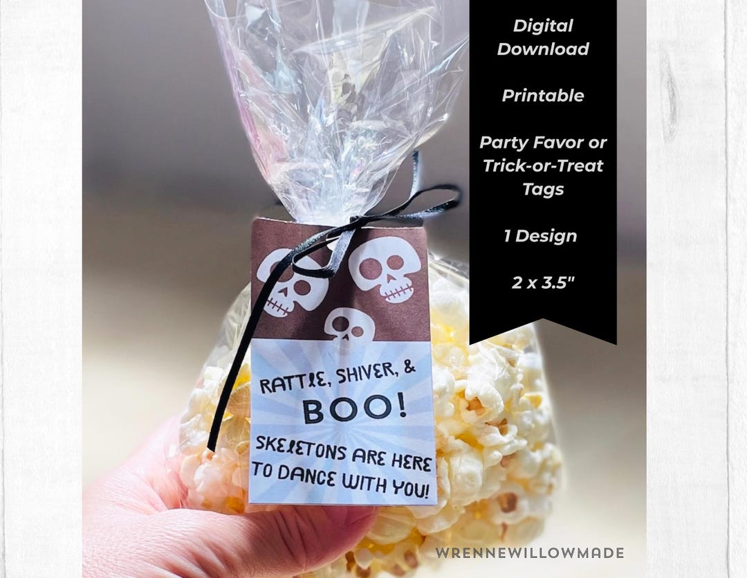 Halloween Treat Tags | Skeleton Candy Bag, Boo Basket (PDF) - Etsy