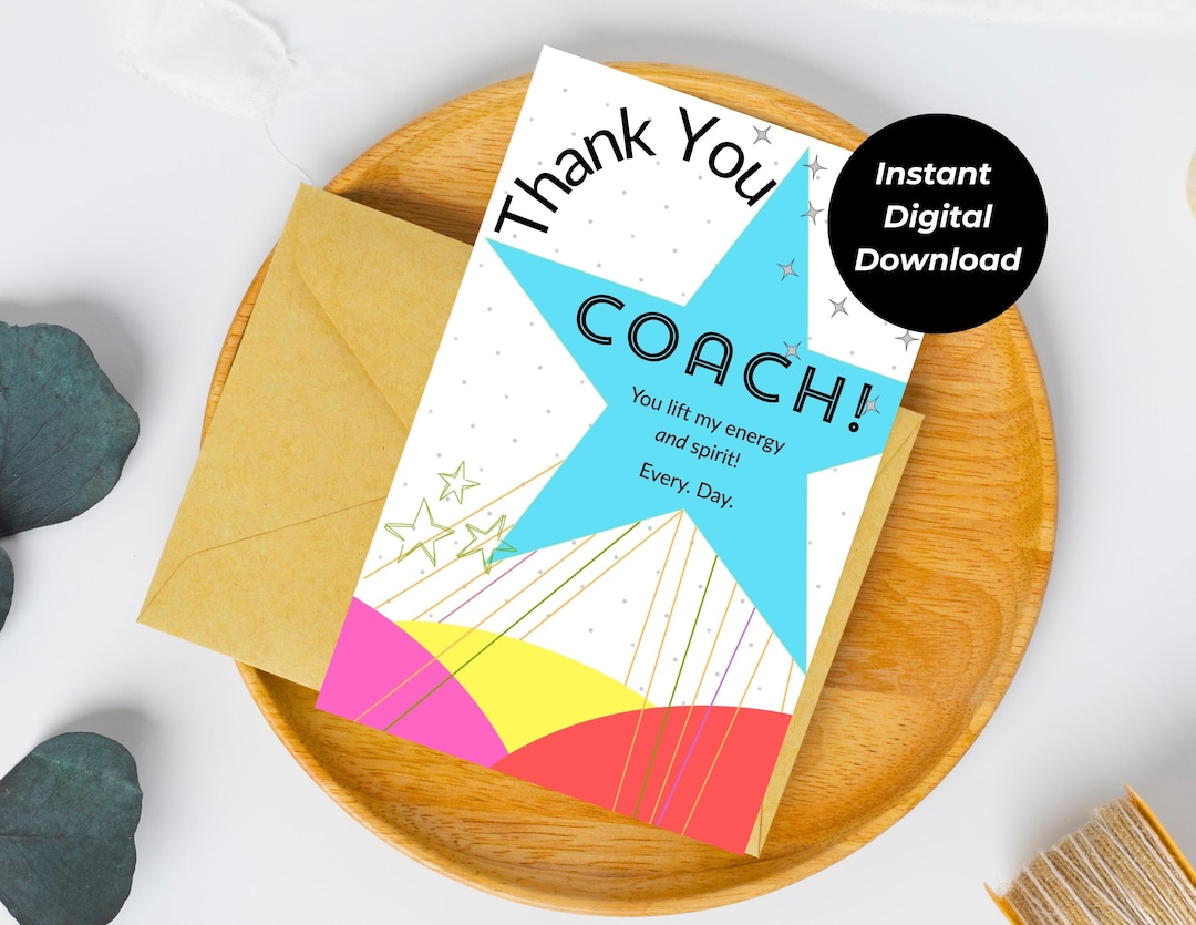 Coach Appreciation Card Printable | Thank You Coach | for Physical ...