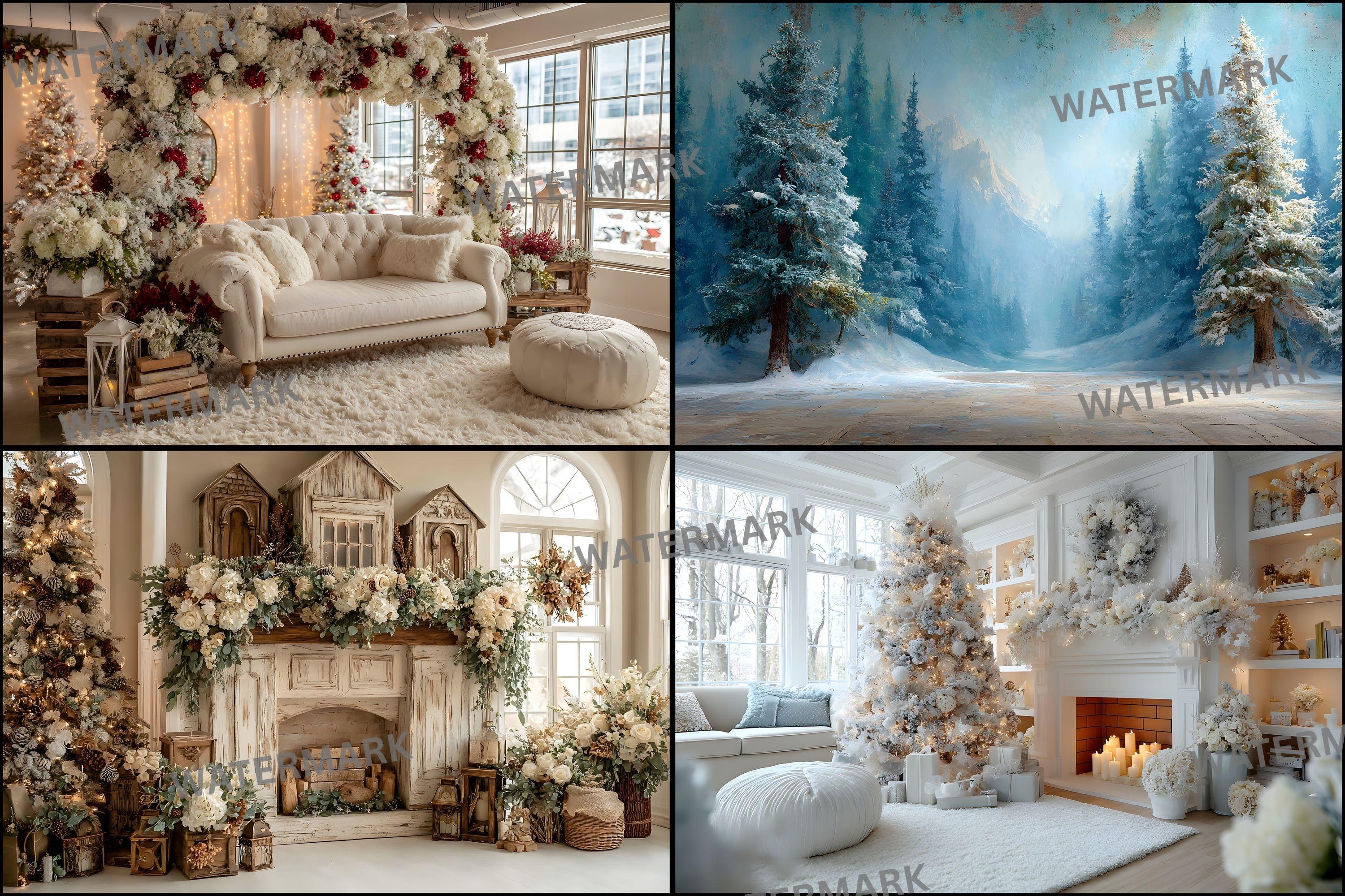 Christmas Photography Backdrop: Festive Holiday Scene (digital Download ...