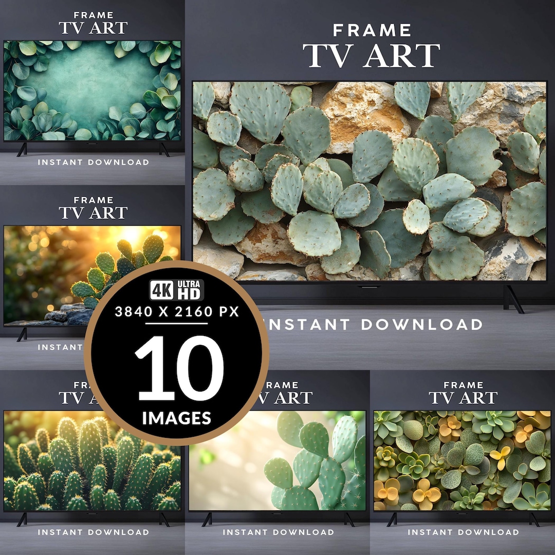 Cactus Cactus Desert Frame TV Art Set of 10, 4K Assorted Cacti ...