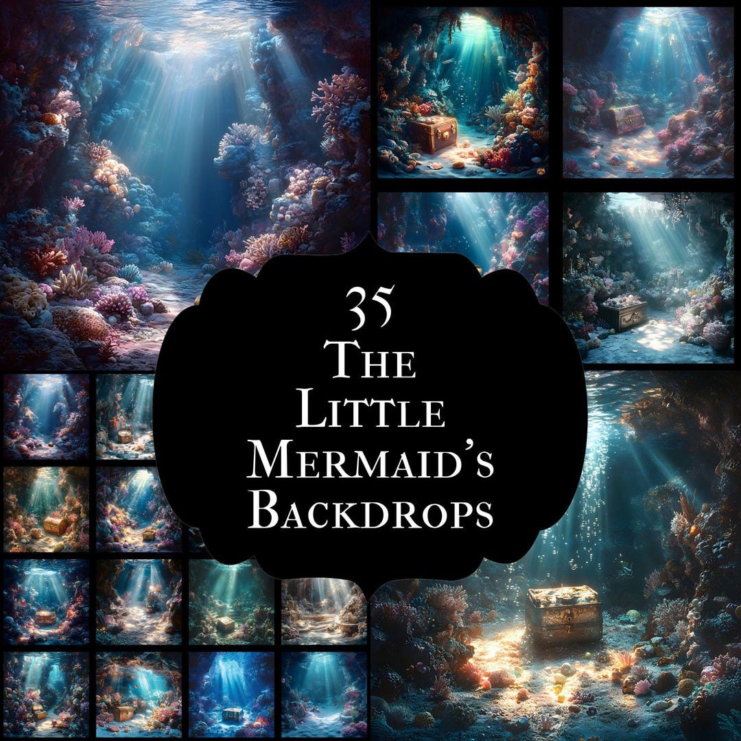 Little Mermaid Grotto Digital Backdrop: Magical Under the Sea ...