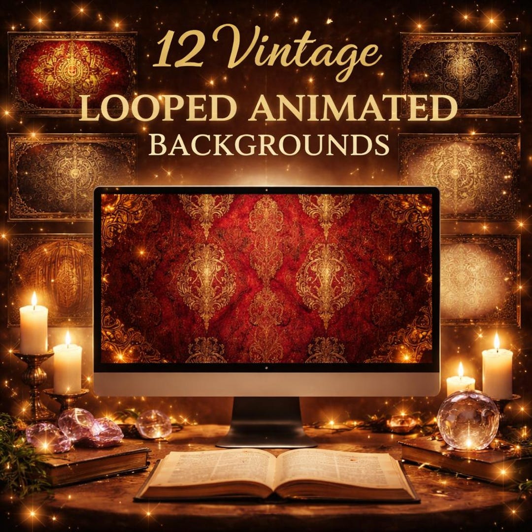 12 Vintage Looped Animated Backgrounds | Magical Ornate Gold Video ...
