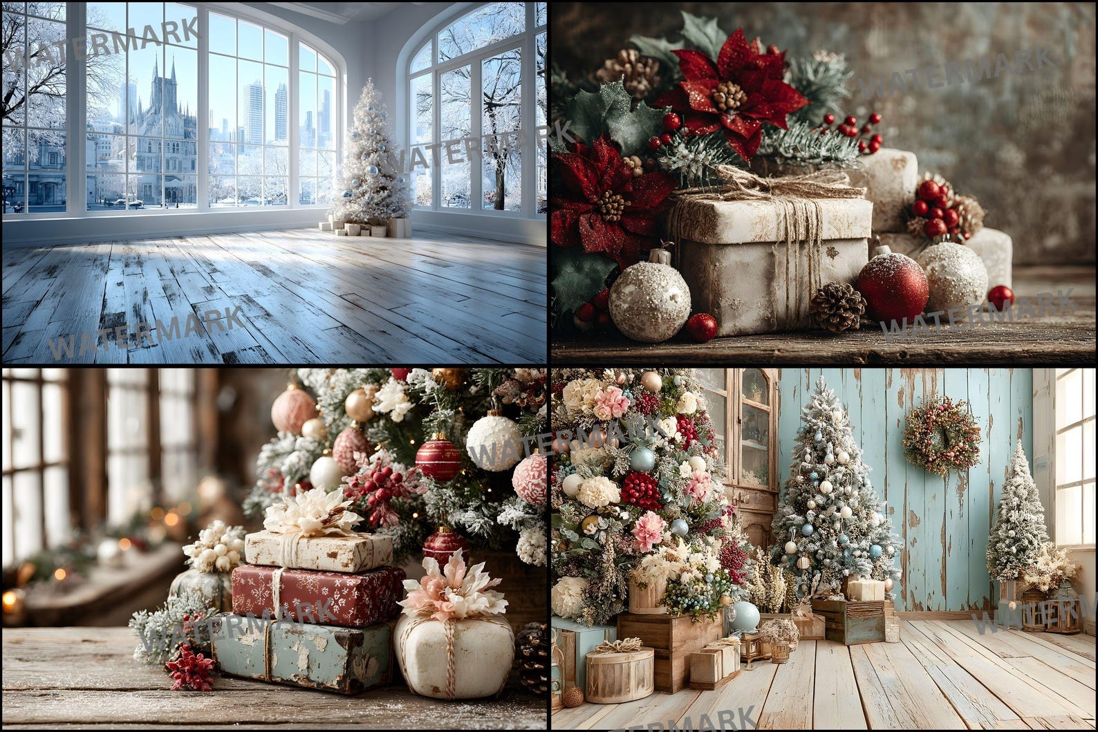 Christmas Photography Backdrop: Festive Holiday Scene (digital Download ...