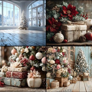 Christmas Photography Backdrop: Festive Holiday Scene (digital Download ...