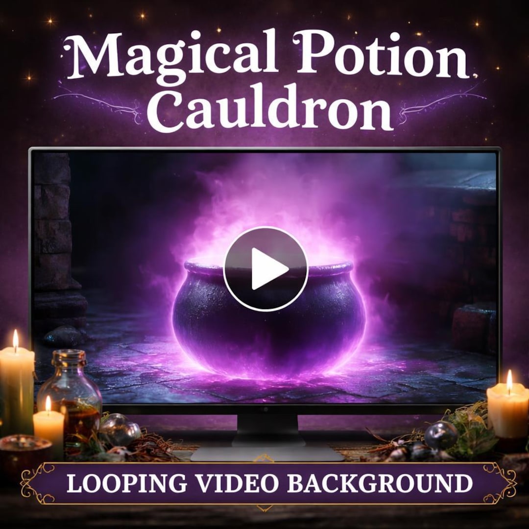 Witch Background Loop | Purple Cauldron Animated Video, Dark Gothic ...