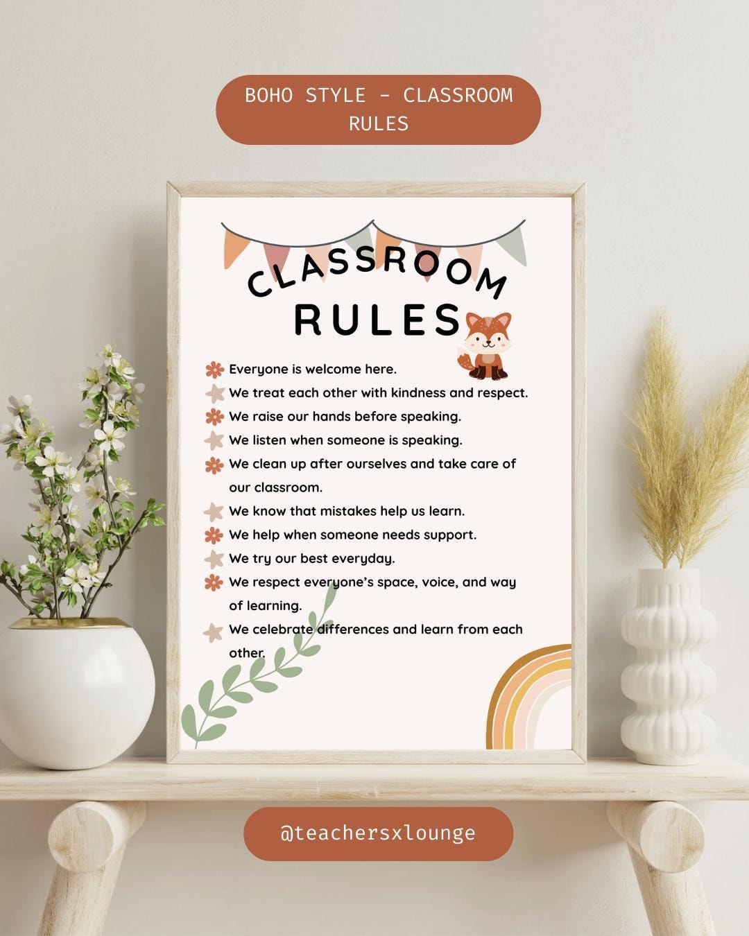 Classroom Rules Poster – Positive Learning Environment | Printable ...